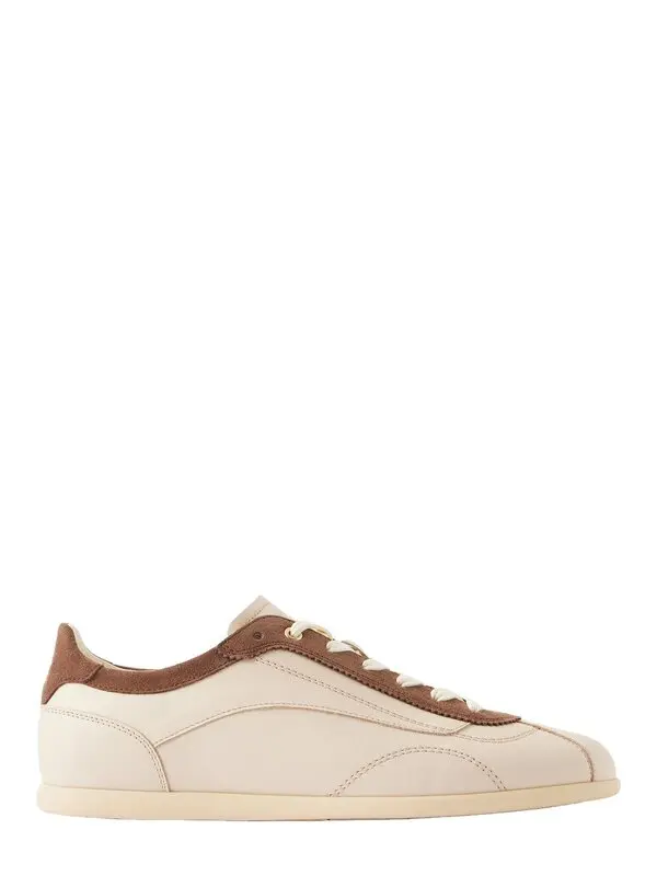 Brunello Cucinelli Suede-trimmed Leather Sneakers - Neutrals