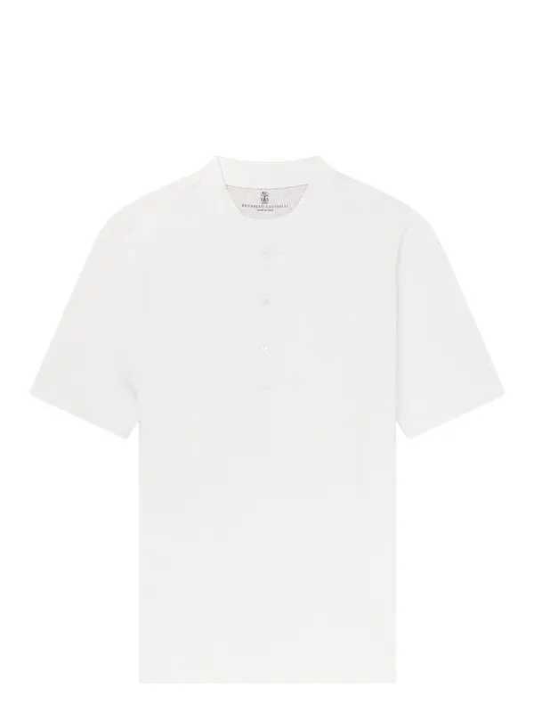 Brunello Cucinelli Ribbed Jersey Henley T-shirt - White