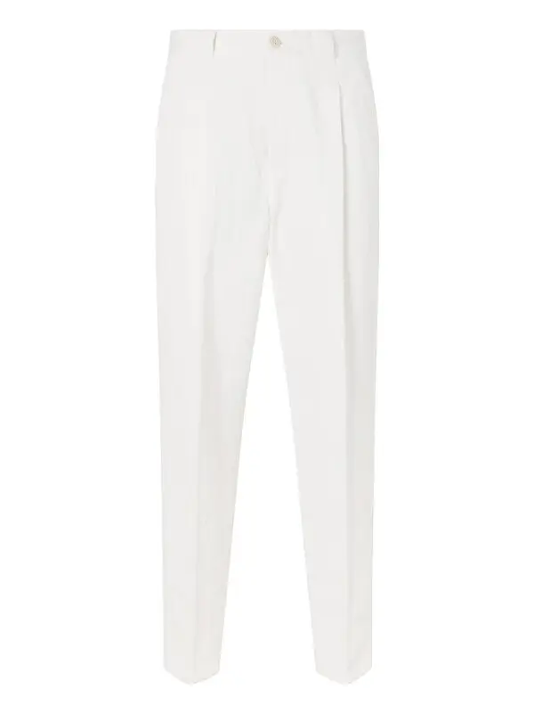 Brunello Cucinelli Straight-leg Herringbone Trousers - White