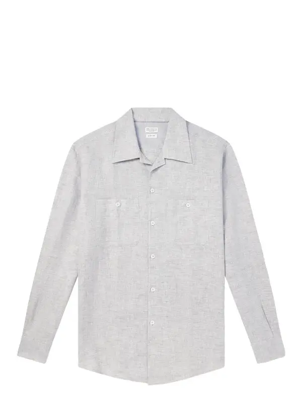 Brunello Cucinelli Hemp, Linen And Cotton-blend Shirt - Gray