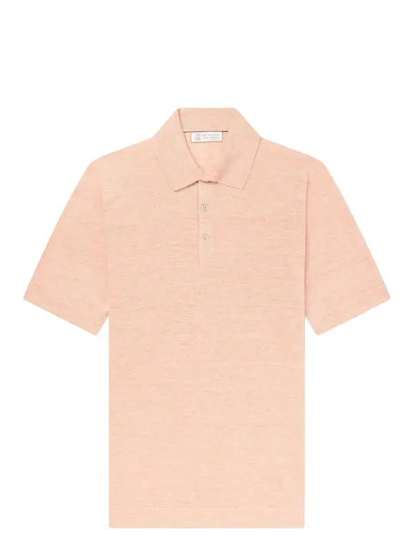 Brunello Cucinelli Linen And Cotton-blend Polo Shirt - Orange