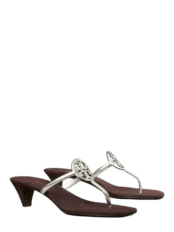 Tory Burch Miller Capri Kitten Heel - Silver/cocoa