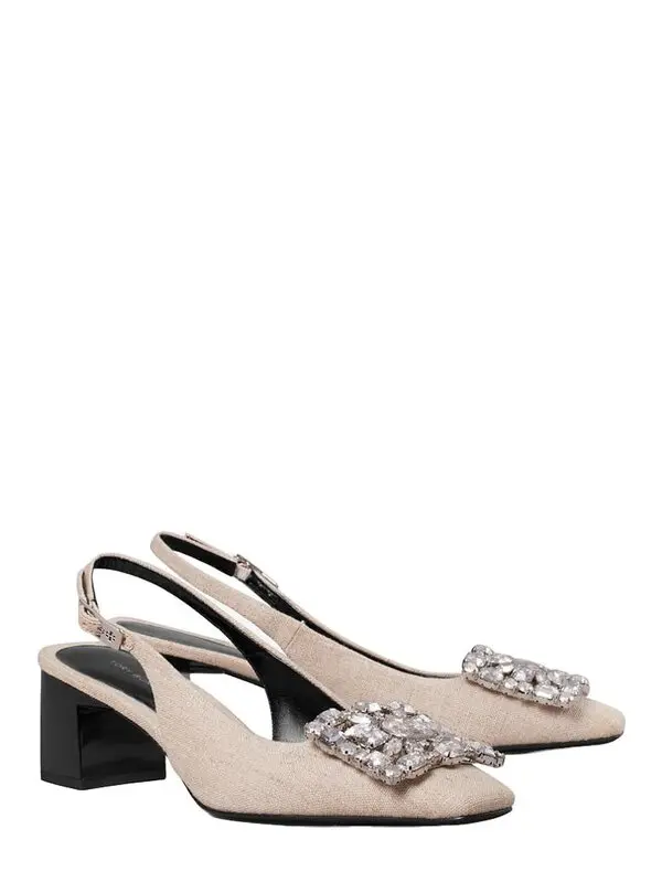 Tory Burch Georgia Crystal Slingback - Desert Taupe