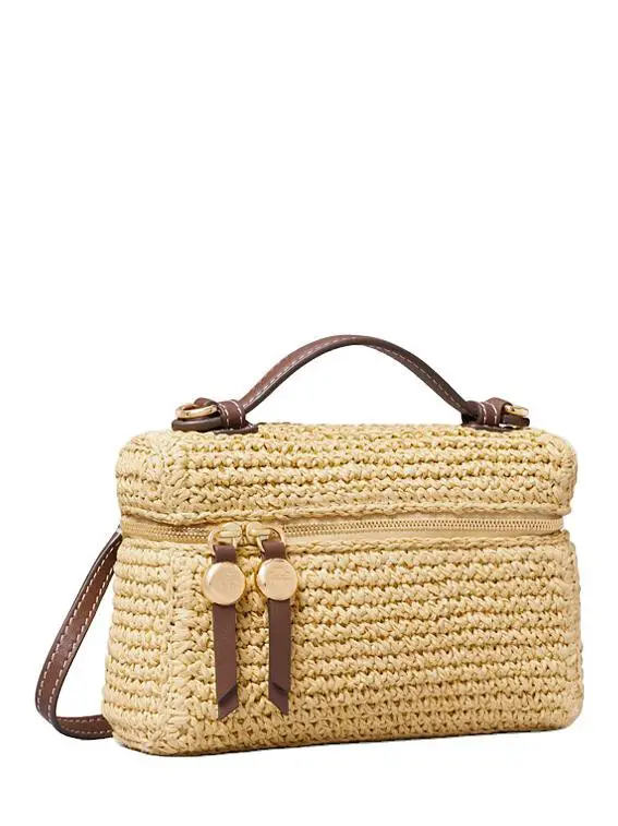 Tory Burch Slim Romy Woven Top Handle Bag - Natural