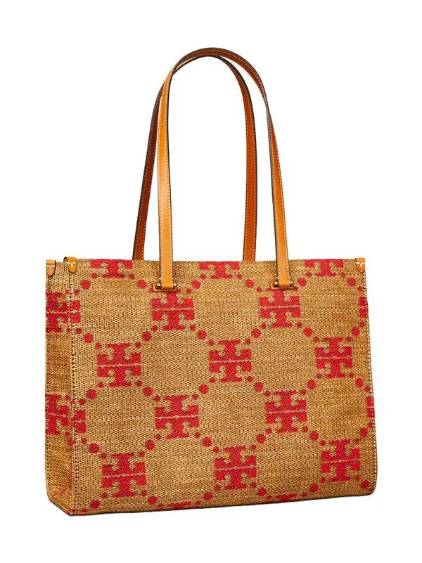 Tory Burch T Monogram Woven Tote - Natural