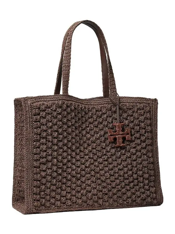 Tory Burch Large Ella Hand-crocheted Popcorn Tote - Dark Cocoa