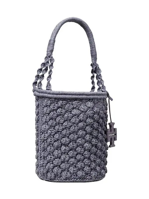 Tory Burch Ella Hand-crocheted Popcorn Bucket Bag - Gray