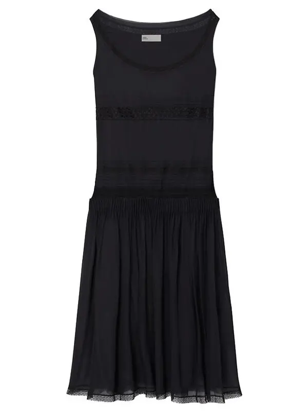 Tory Burch Pleated Silk Lace Dress - Black