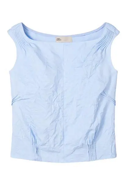 Tory Burch Crinkled Viscose Top - Cornflower