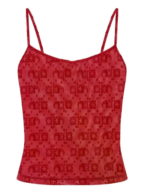 MARINE SERRE Moonogram Mesh Straps Top - Red