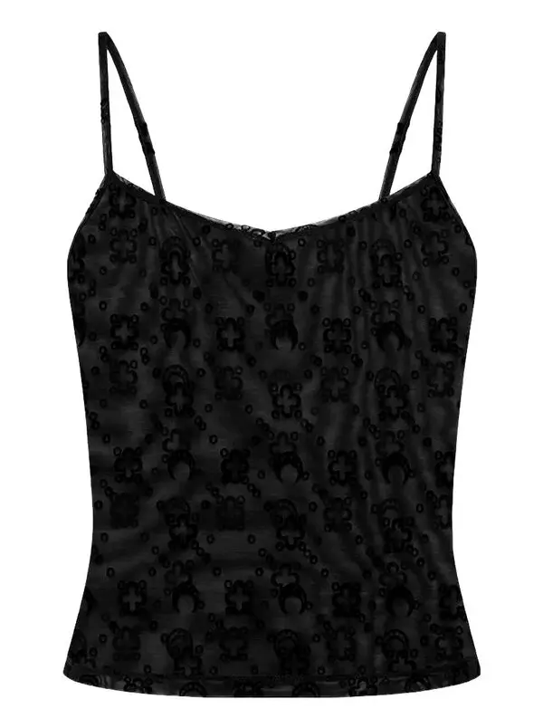 MARINE SERRE Moonogram Mesh Strappy Top - Black