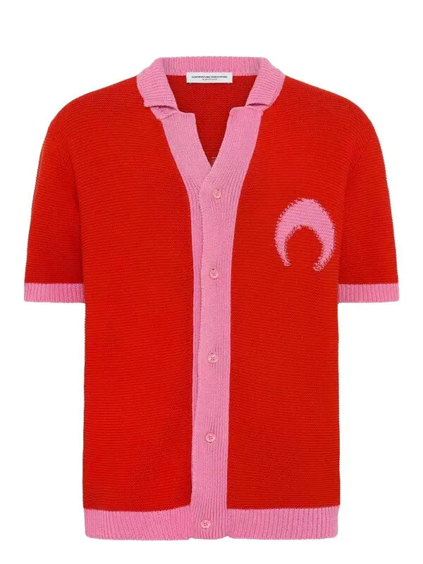 MARINE SERRE Crochet Moon Cardigan - Red