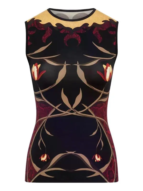 MARINE SERRE Printed Sleeveless Top - Black