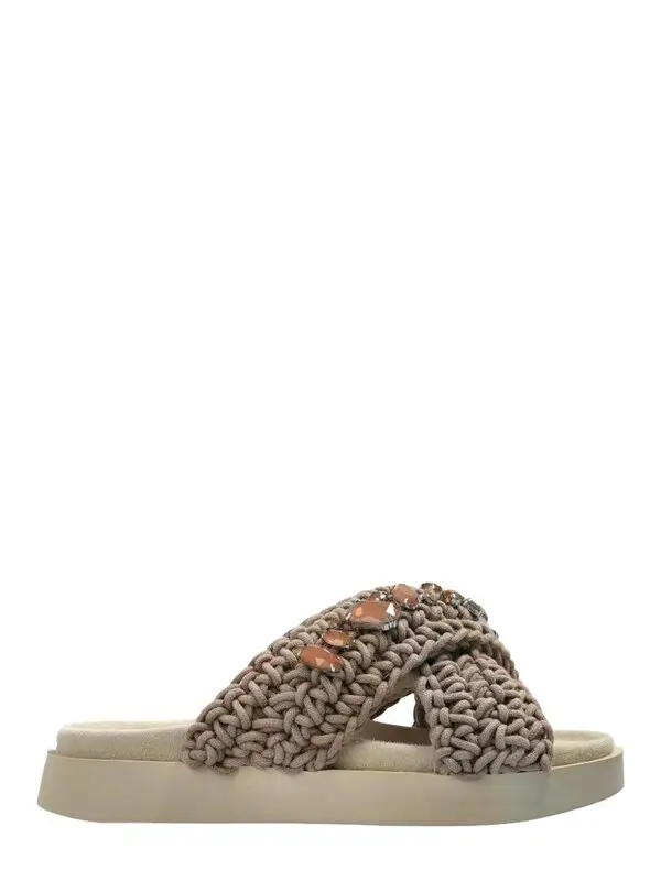 Inuikii Criss-cross Embellished Sandals - Neutrals
