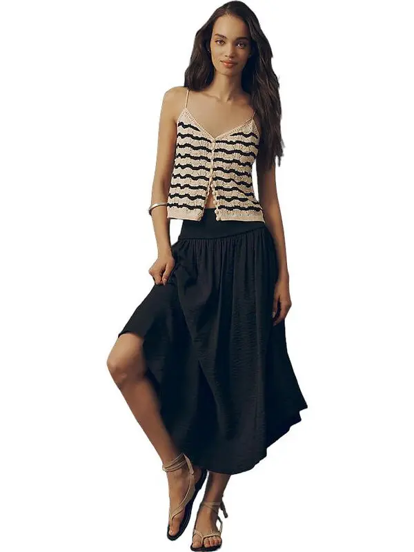 Anthropologie Drop-waist Midi Skirt - Anthracite