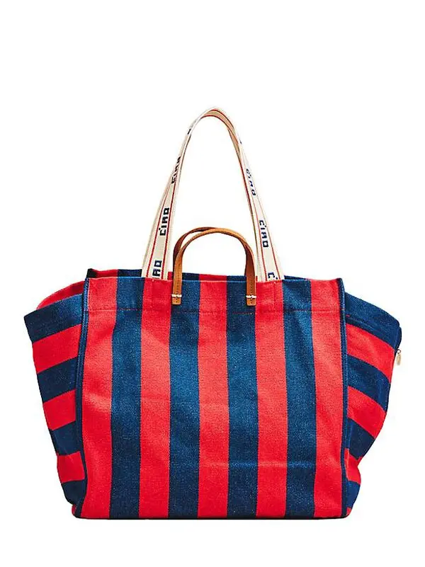 Clare V. Beach Tote And Clutch - Red Stripe
