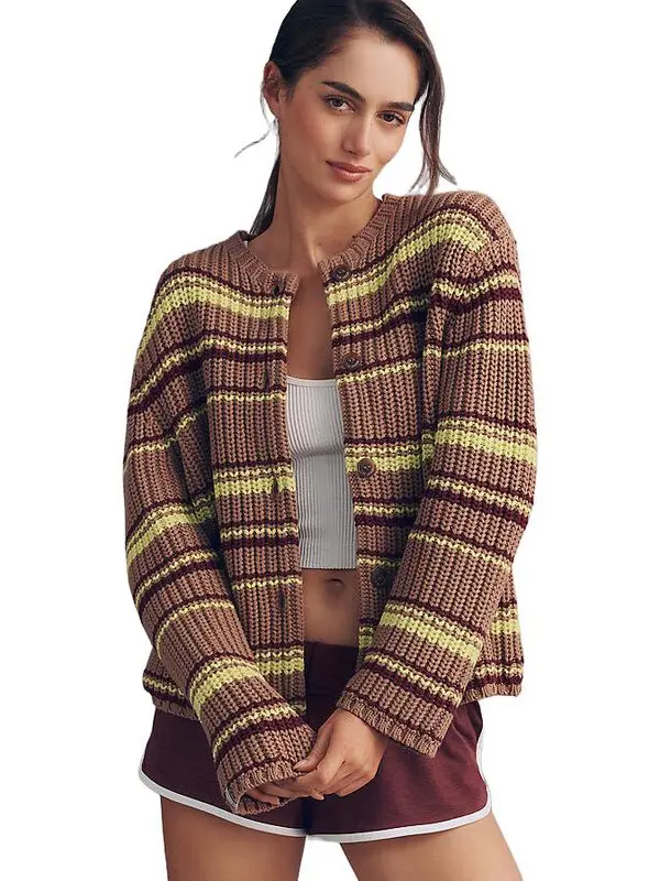 The Upside Bendetta Cardigan Sweater - Brown Stripe