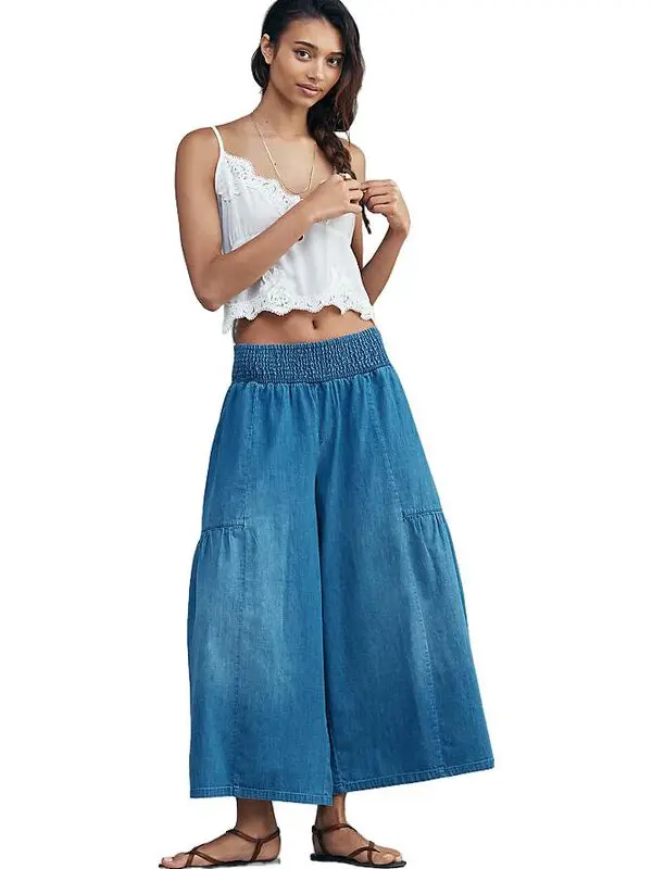 PILCRO The Reese High-rise Crop Wide-leg Pull-on Jeans - Dark Denim