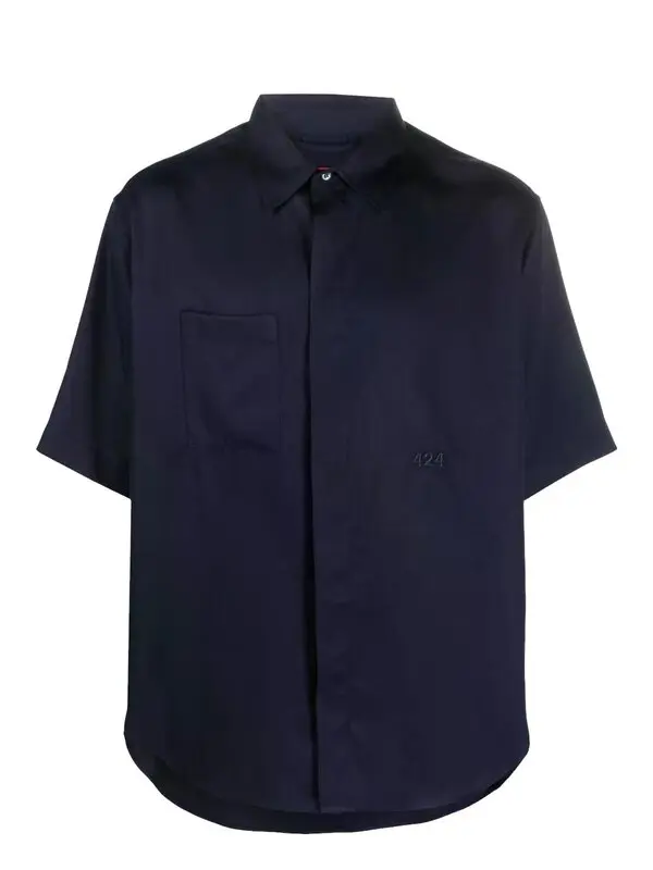 424 Logo-embroidered Short-sleeve Shirt - Blue