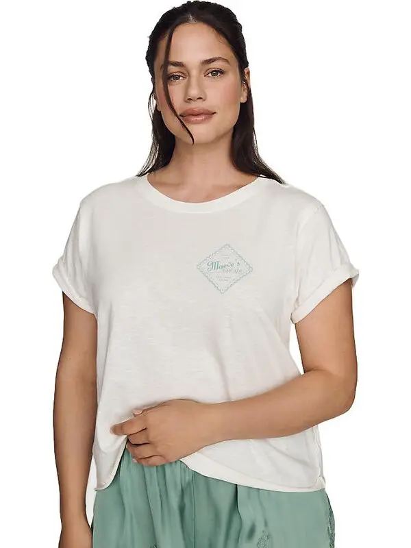 Maeve Cotton Boxy Tee With Rolled Sleeves - Ivory