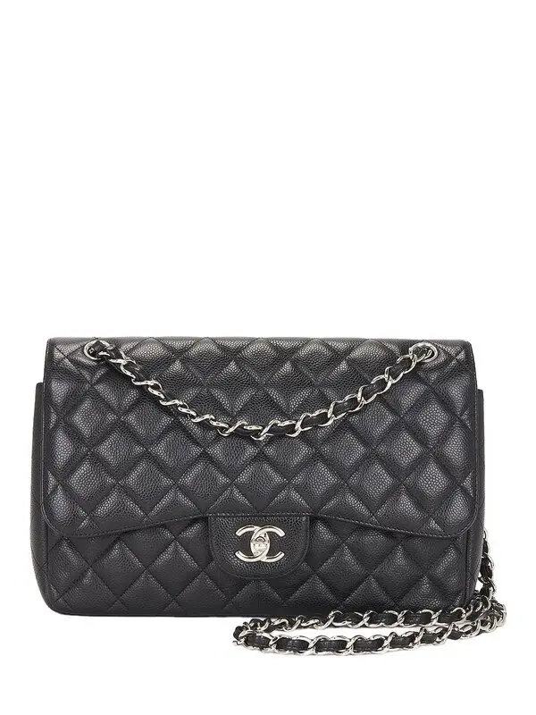 Chanel Caviar Jumbo Classic Double Flap Bag - Black