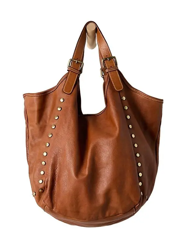 BOLSA NOVA Slouchy Stud Tote - Cognac