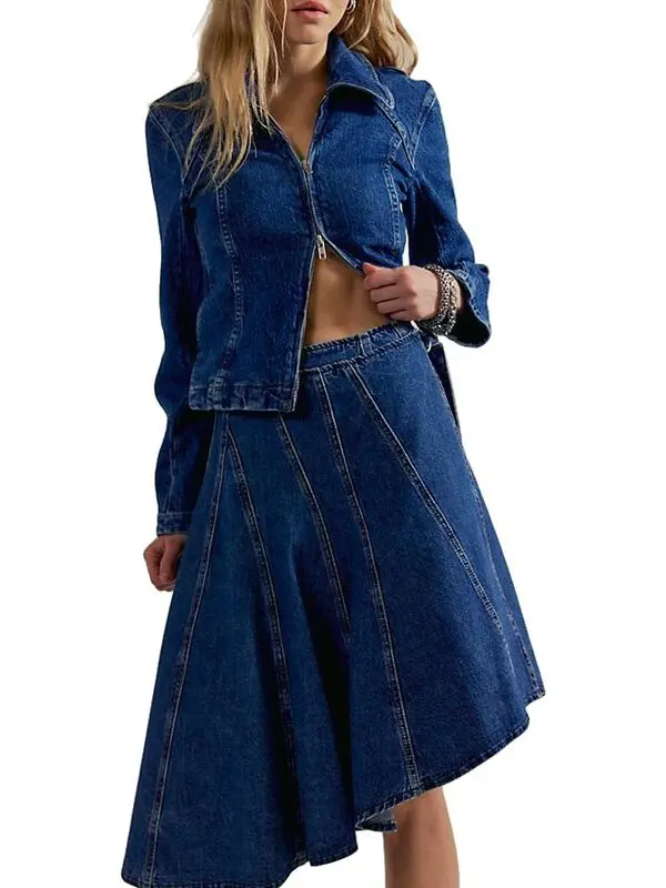 Free People We The Free Off Beat Denim Midi Skirt - Starfall