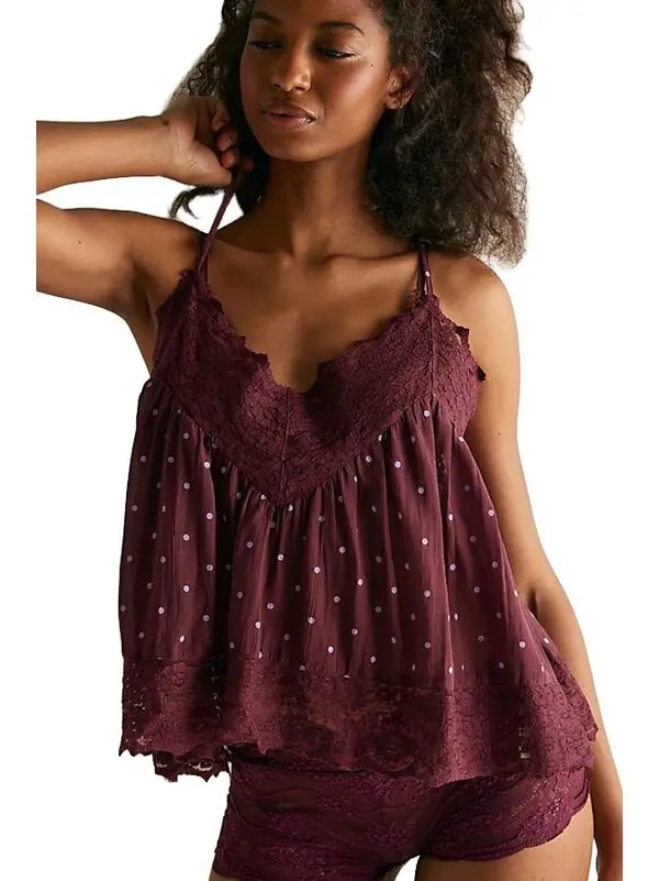 Free People Fiona Printed Cami - Wine Combo