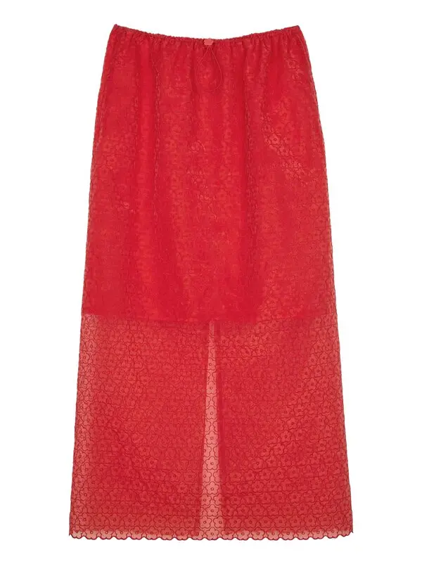 Cecilie Bahnsen Floral Print Midi Skirt - Red