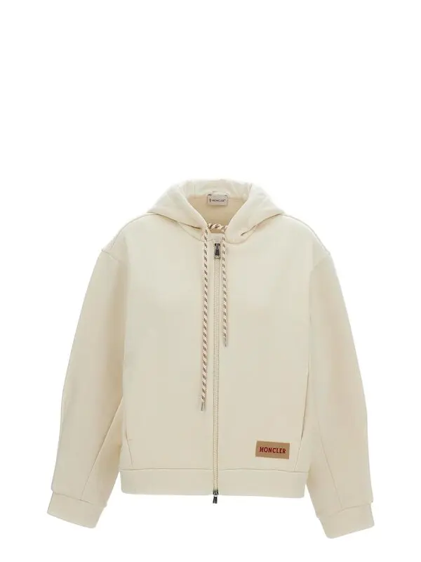 Moncler Cotton Zip-up Hoodie - White