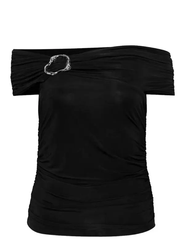 GESTUZ Laily Off-shoulder Top - Black