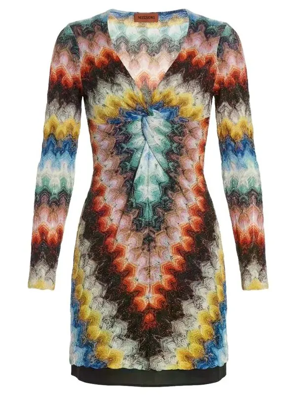 Missoni Patterned V-neck Mini Dress - Black