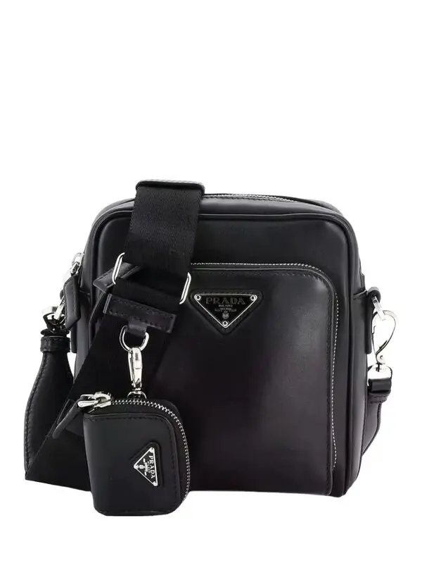 Prada Front Pocket Leather Small Crossbody Bag - Black