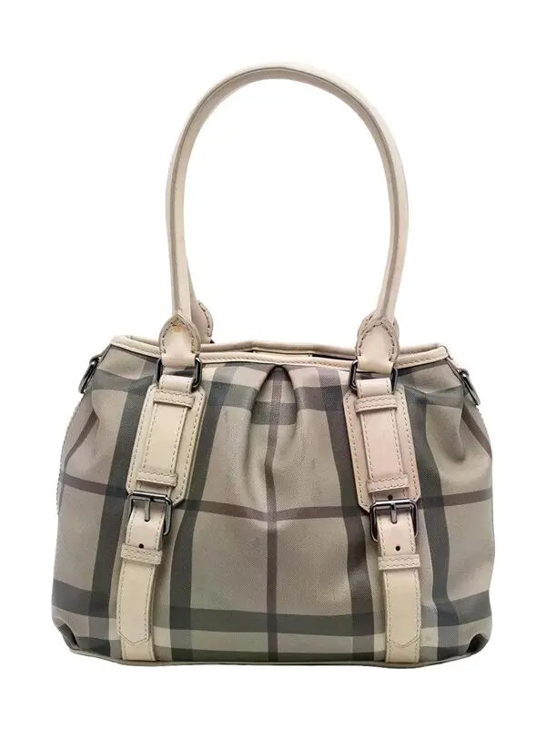 Burberry Small Smoke Check Coated Canvas Northfield Satchel - Neutrals