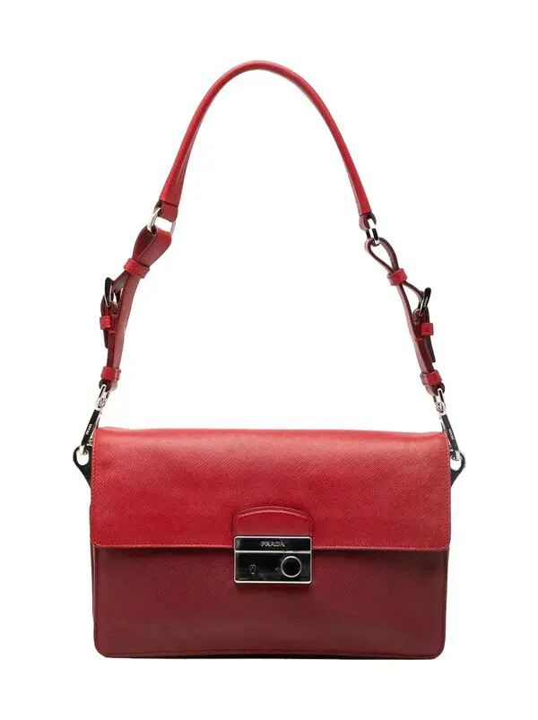 Prada Bicolor Saffiano Shoulder Bag - Red