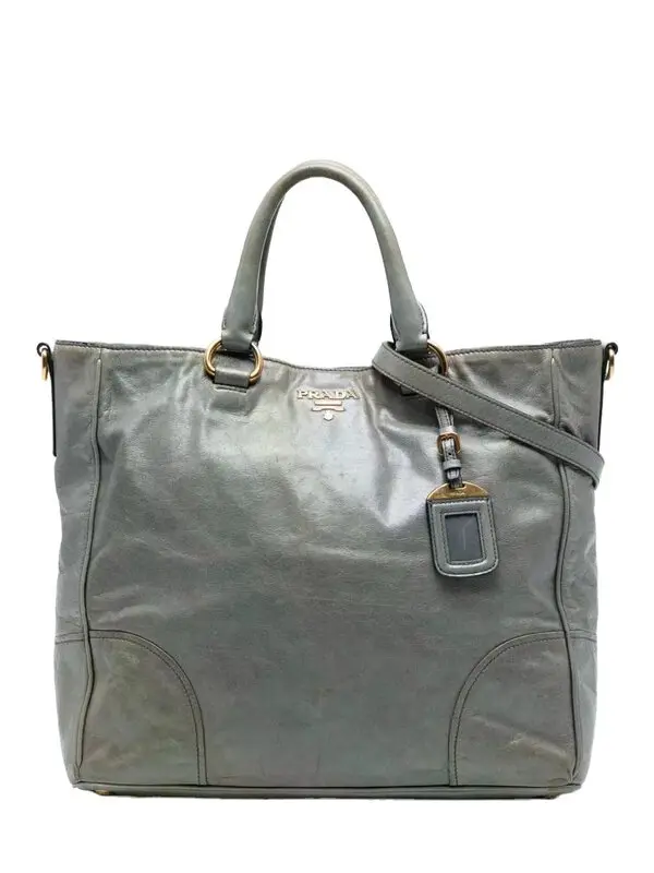 Prada Vitello Shine Satchel - Grey