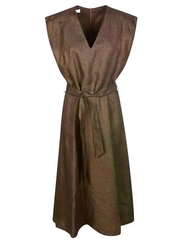 Incotex V-neck Belted Dress - Brown