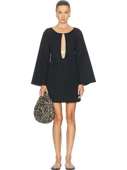 MARLIES GRACE Cotton Lycra Mini Dress With Keyhole Detail - Black