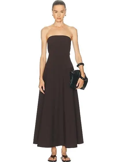 ST. AGNI Strapless Rouleau Maxi Dress - Bark