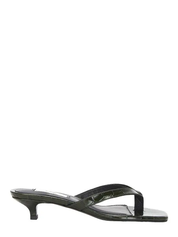 TOTEME Croco Embossed Heeled Flip Flop - Dark Green