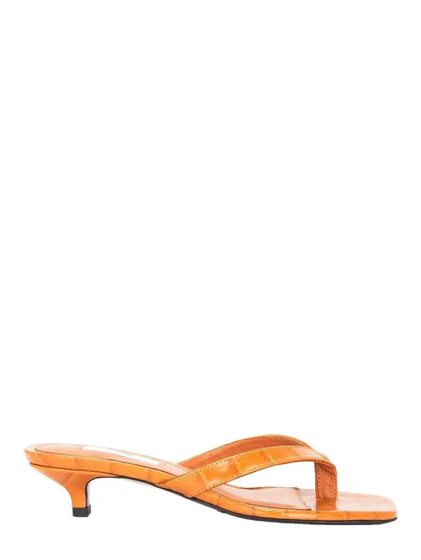 TOTEME Croco Embossed Heeled Flip Flop - Tangerine