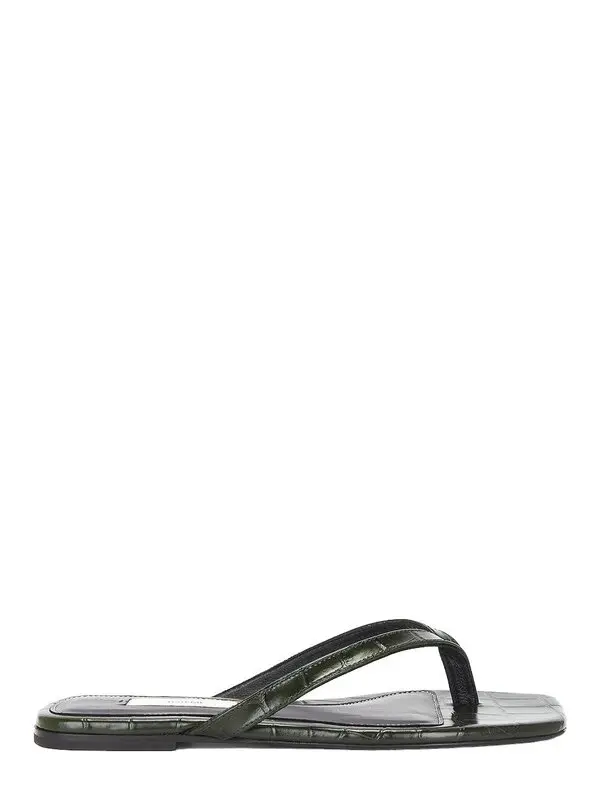 TOTEME Croco Embossed Flip Flops - Black