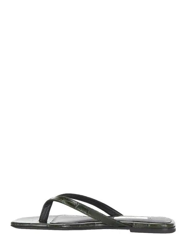 TOTEME Croc Embossed Flip Flop - Dark Green