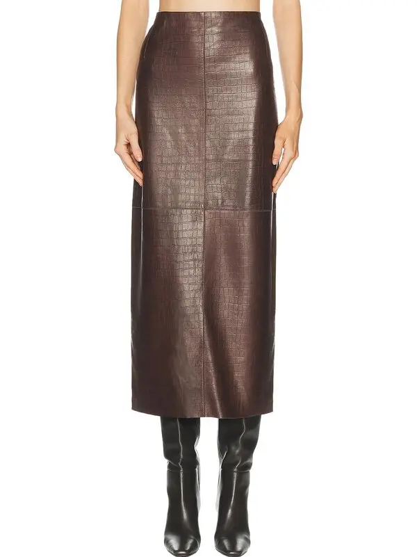Nour Hammour Elyse Croco Skirt - Lacquered Croco