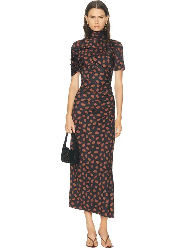 Johanna Ortiz Serene Safari Ankle Dress - Black & Coffee