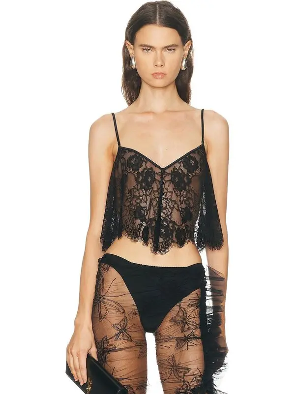 FLEUR DU MAL Juliet Lace Flutter Cami Top - Black