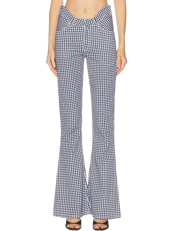 JEAN PAUL GAULTIER Gingham Print Pants - Navy & White