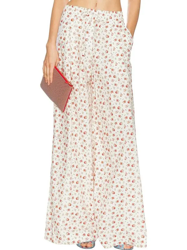 Dolce & Gabbana Wide Leg Pant - White & Red