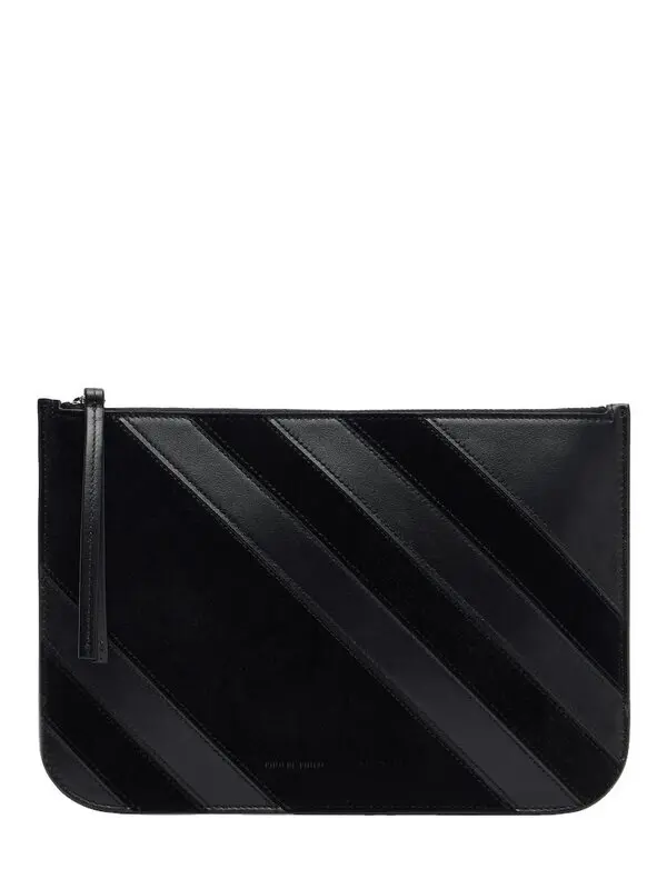 Phoebe Philo Pocket Leather And Suede Pouch - Black