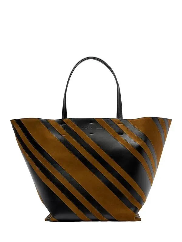 Phoebe Philo Basket Cabas Leather And Suede Tote Bag - Black